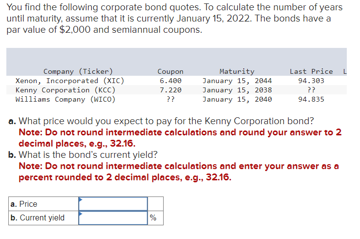 You find the following corporate bond quotes. To | Chegg.com