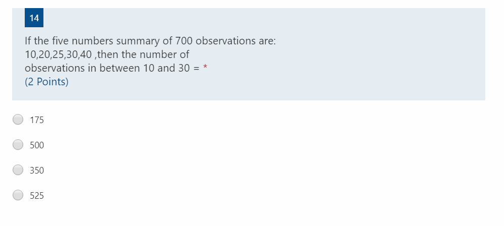 Solved 14 If the five numbers summary of 700 observations | Chegg.com
