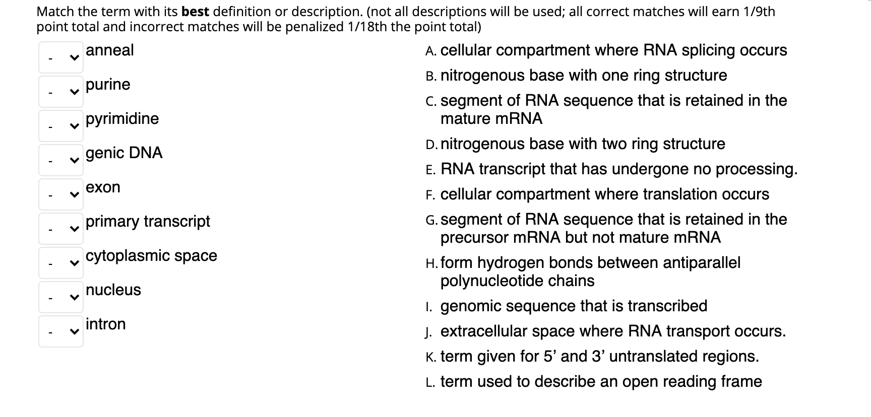 Solved genic DNA Match the term with its best definition or | Chegg.com