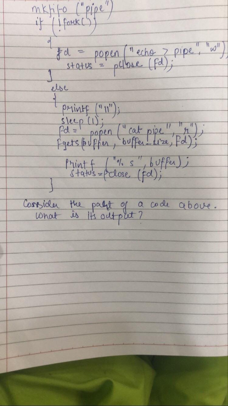 mifito ("pipe) 11 & & d = status popen "echo 7 pipe | Chegg.com