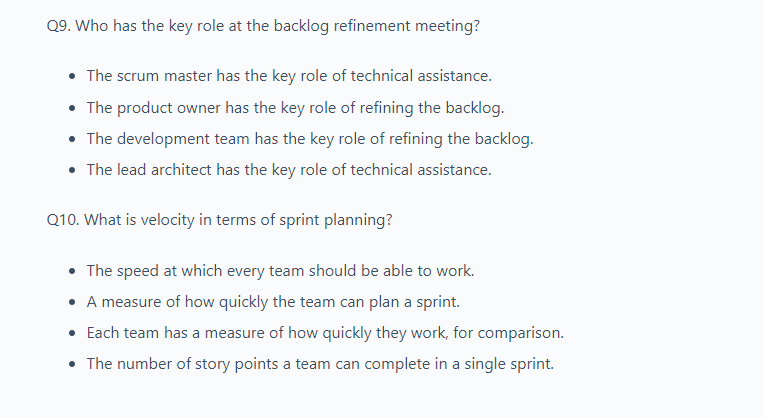 Solved Introduction to Agile Development and Scrum Q5. The | Chegg.com