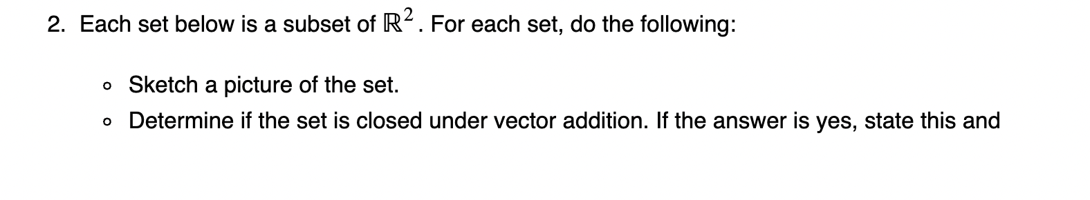 Solved 2. Each set below is a subset of R2. For each set, do | Chegg.com
