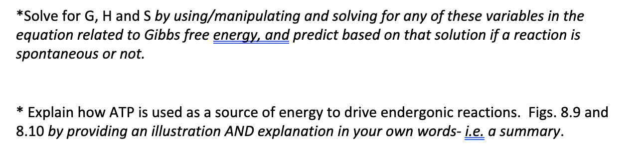 Solved *Solve for G, H and S by using/manipulating and | Chegg.com