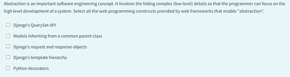 Solved Abstraction is an important software engineering | Chegg.com