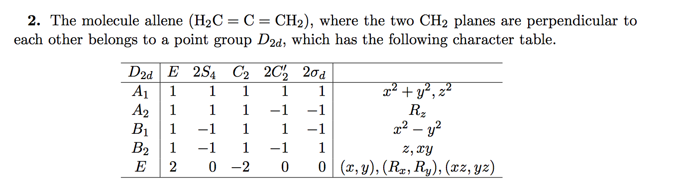 Solved 2. The molecule allene (H2C=C=CH2), where the two CH2 | Chegg.com