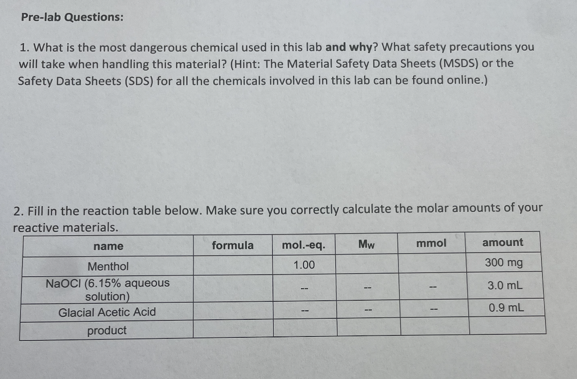 [Solved]: 1. What is the most dangerous chemical used in th