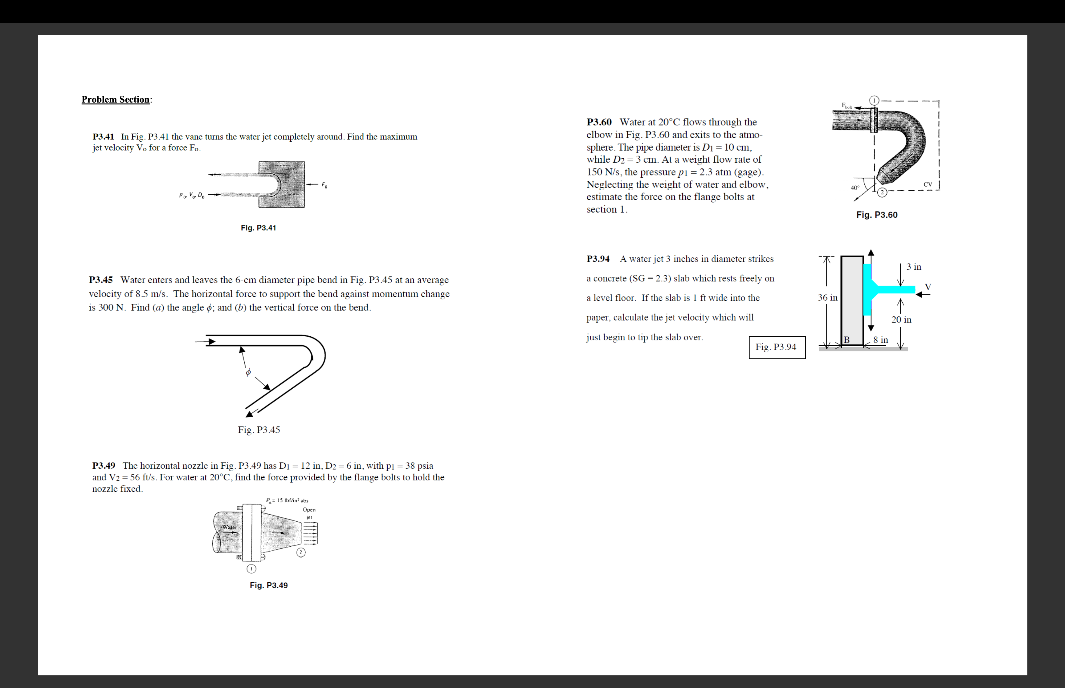 Solved P3.41 In Fig. P3.41 the vane turns the water jet | Chegg.com