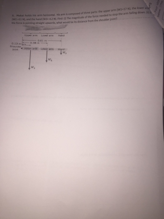 Solved arm horizontal. His arm is composed of three parts: | Chegg.com