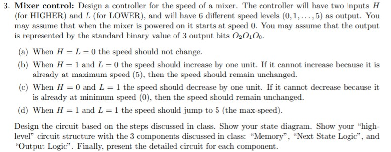 3. Mixer control: Design a controller for the speed | Chegg.com