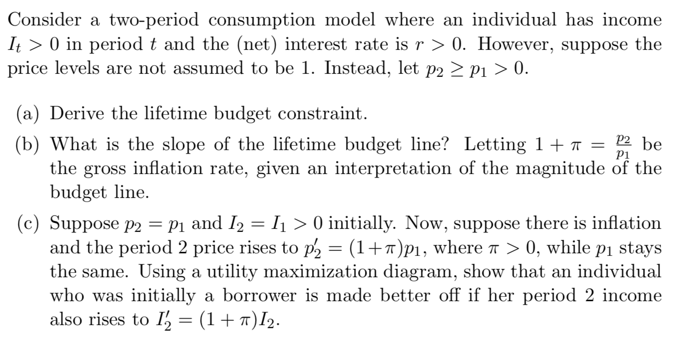 Solved Consider a two-period consumption model where an | Chegg.com