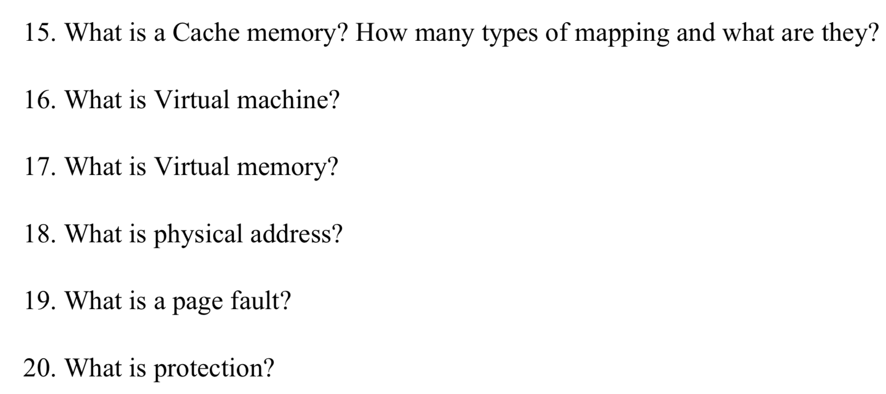  Solved 15 Cache Memory Many Types Mapping 16 Virtual Machine 17