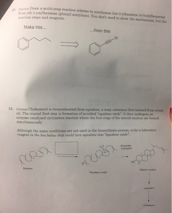 Solved (6 pointa) Dra from eth- reaction steps and reagents. | Chegg.com
