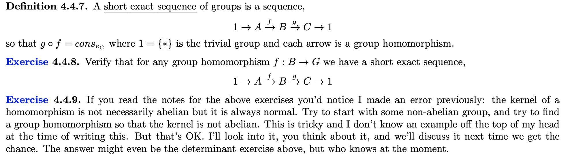 Solved Definition 4.4.7. A short exact sequence of groups is | Chegg.com