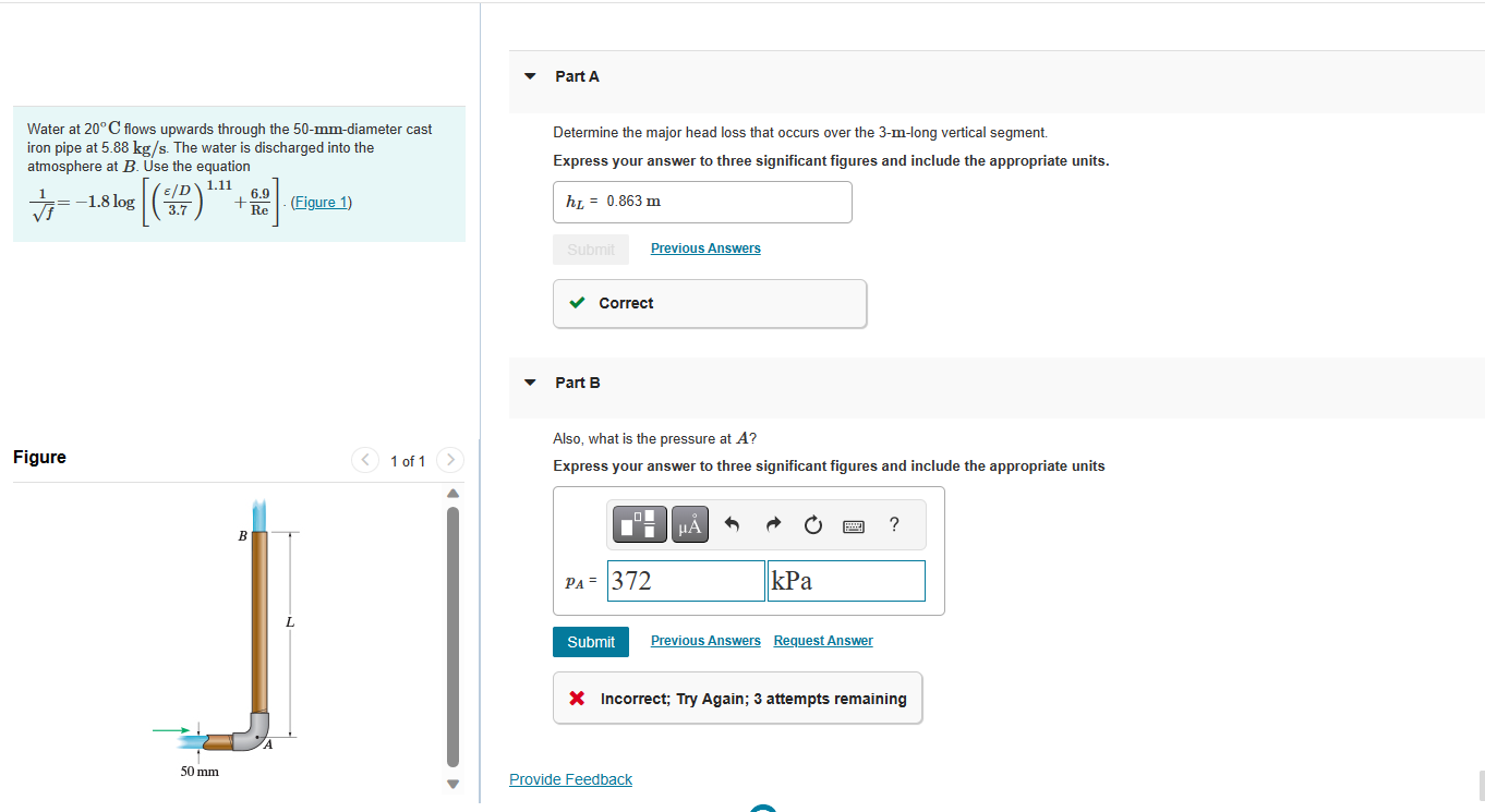 Solved Water at 20∘C flows upwards through the | Chegg.com