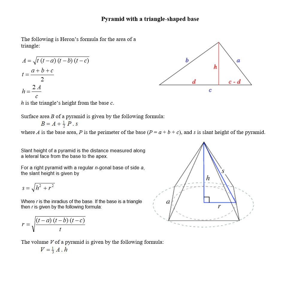 Solved Pyramid with a triangle-shaped base The following is | Chegg.com
