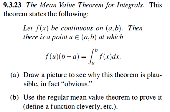 Solved 9.3.23 The Mean Value Theorem for Integrals. This | Chegg.com