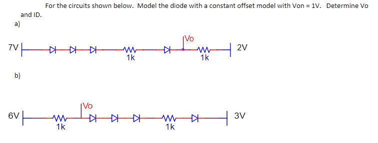 Solved For the circuits shown below. Model the diode with a | Chegg.com