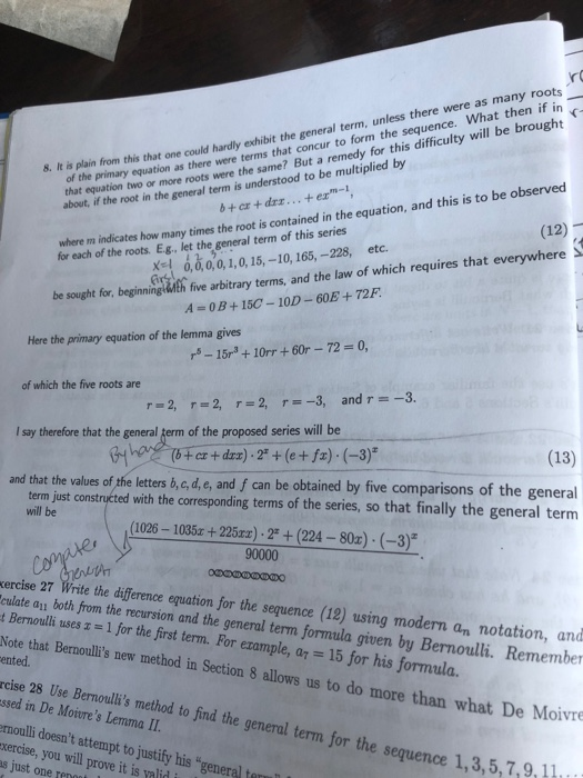 Solved COMBINATORICS: Bernoulli Recurrence Method: | Chegg.com