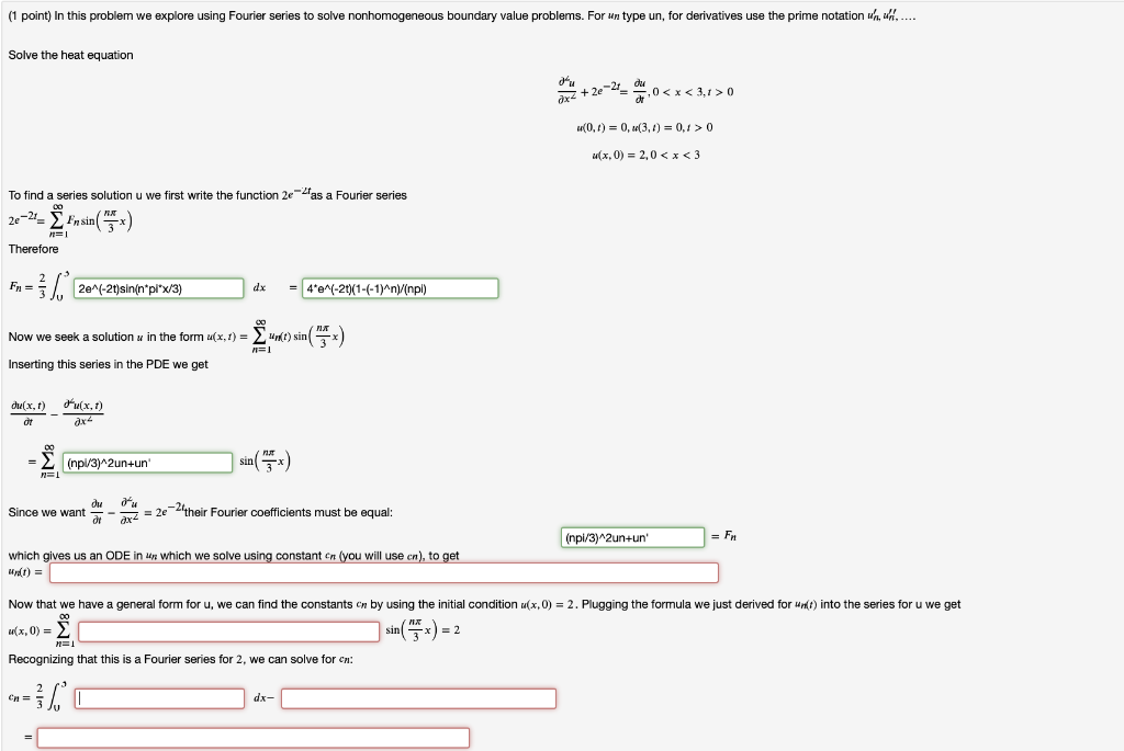 Solved (1 point) In this problem we explore using Fourier | Chegg.com