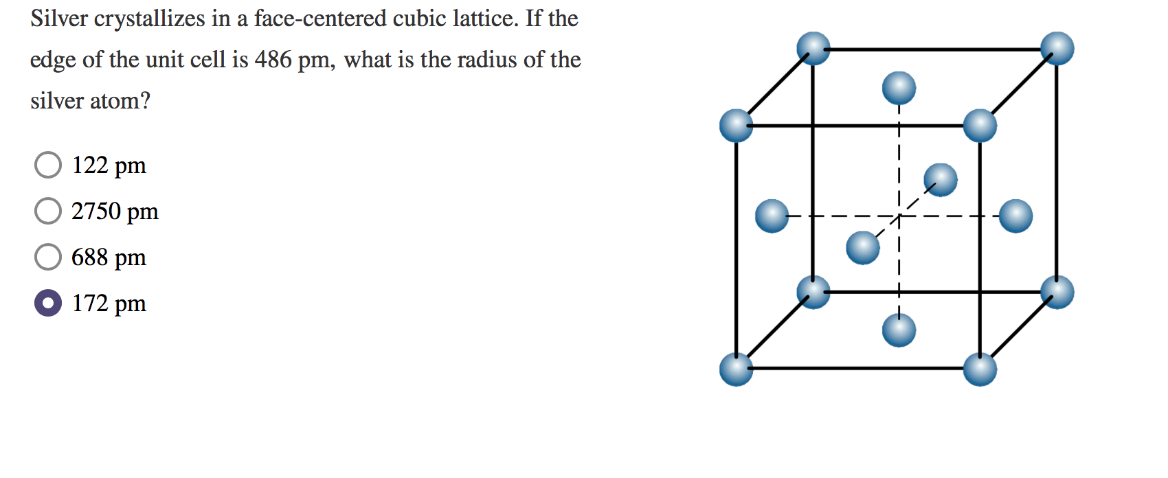 Solved Silver crystallizes in a face-centered cubic lattice. | Chegg.com