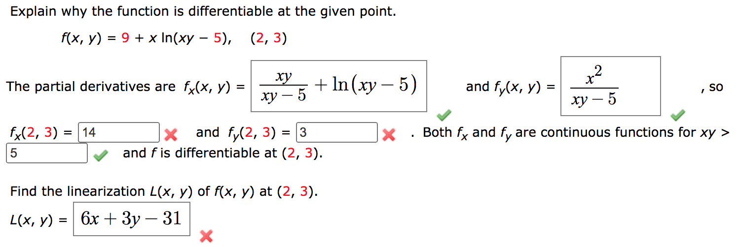Solved Explain Why The Function Is Differentiable At The