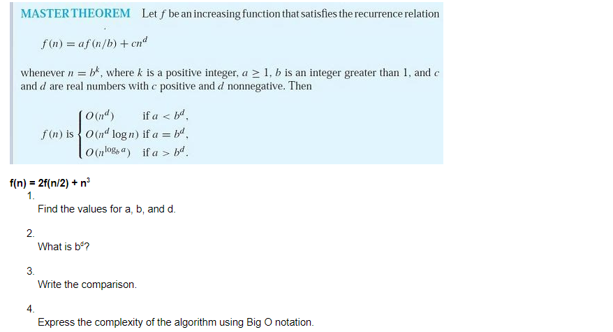 Solved MASTER THEOREM Let f be an increasing function that | Chegg.com
