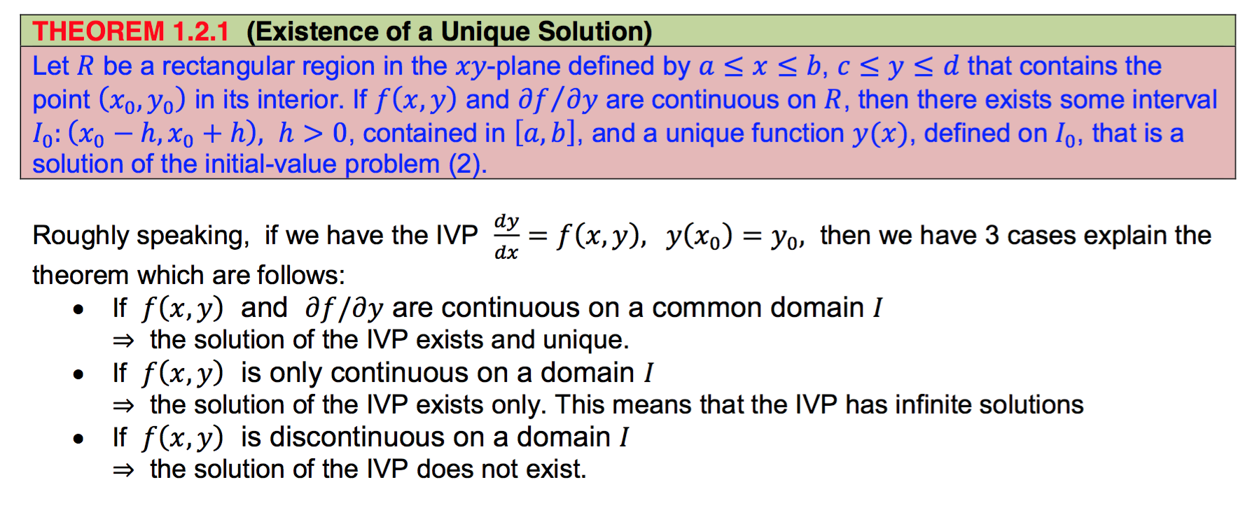 Solved 3 THEOREM 1.2.1 (Existence of a Unique Solution) Let | Chegg.com