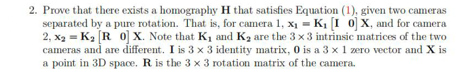 Solved 2. Prove that there exists a homography H that | Chegg.com