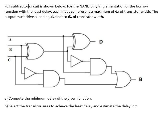 Solved Full subtractor circuit is shown below. For the NAND | Chegg.com
