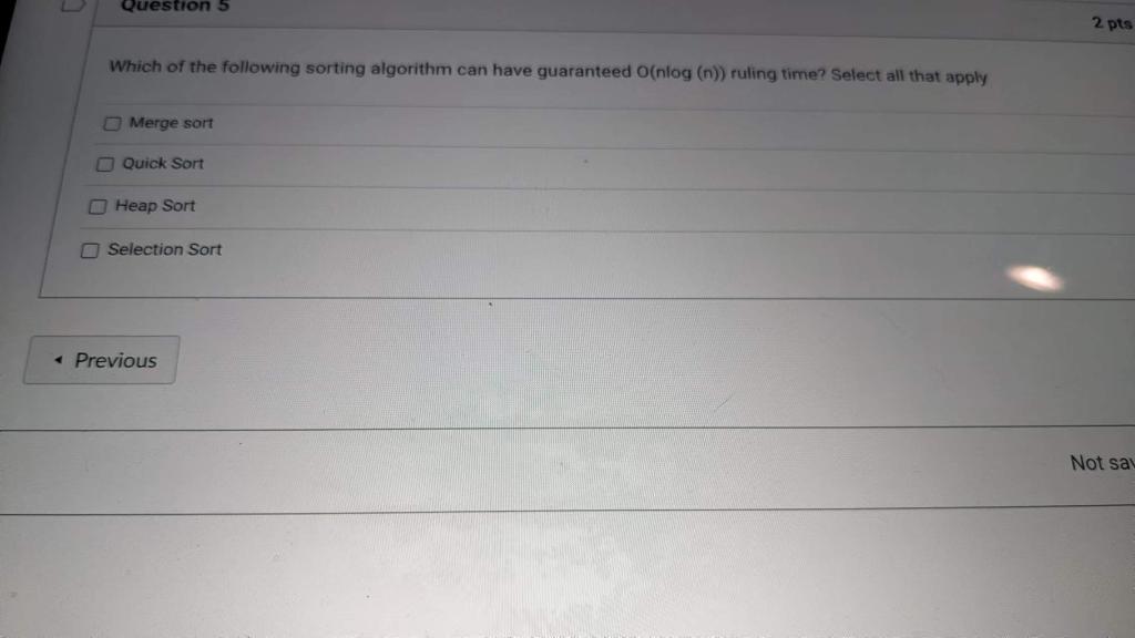 Solved Question 3 Merge sort need additional O(nlogn) | Chegg.com