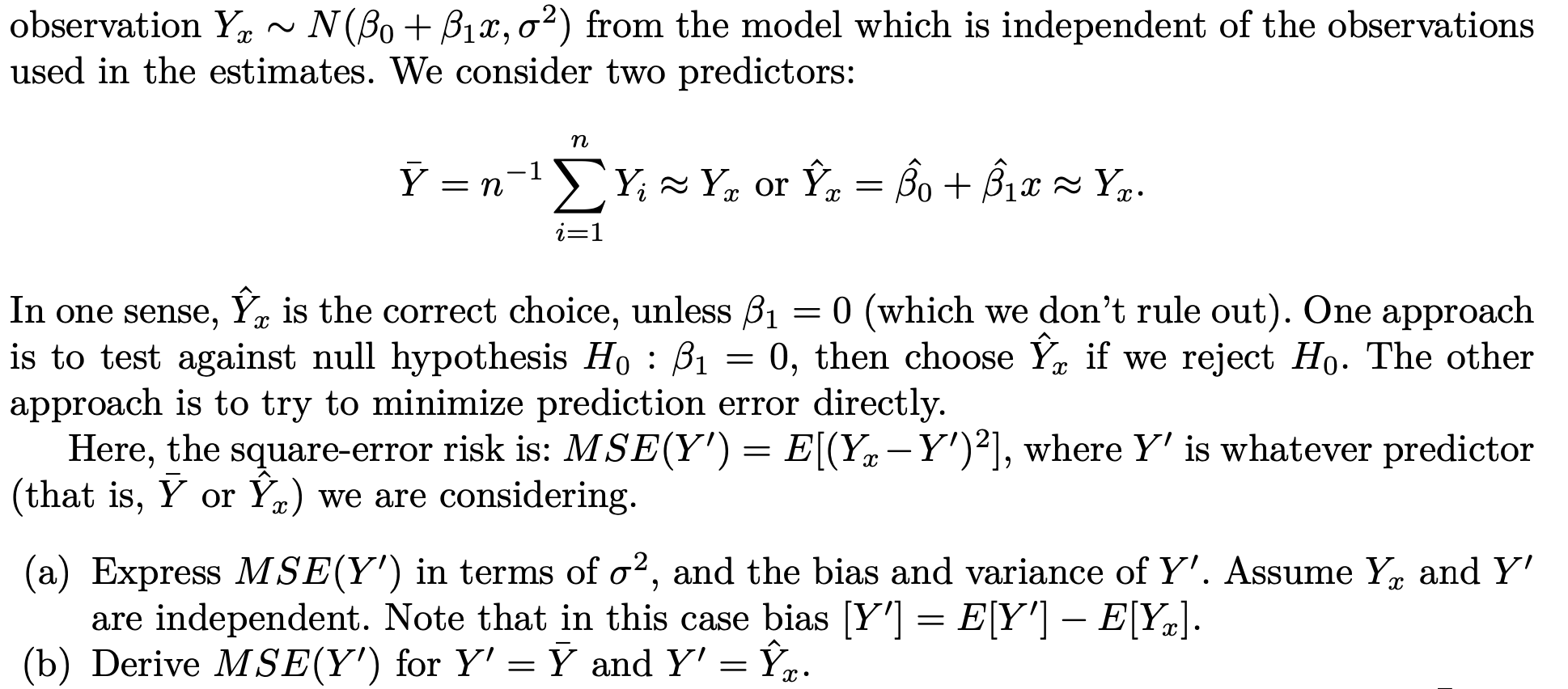 Problem 7.8 Suppose we are given simple linear | Chegg.com