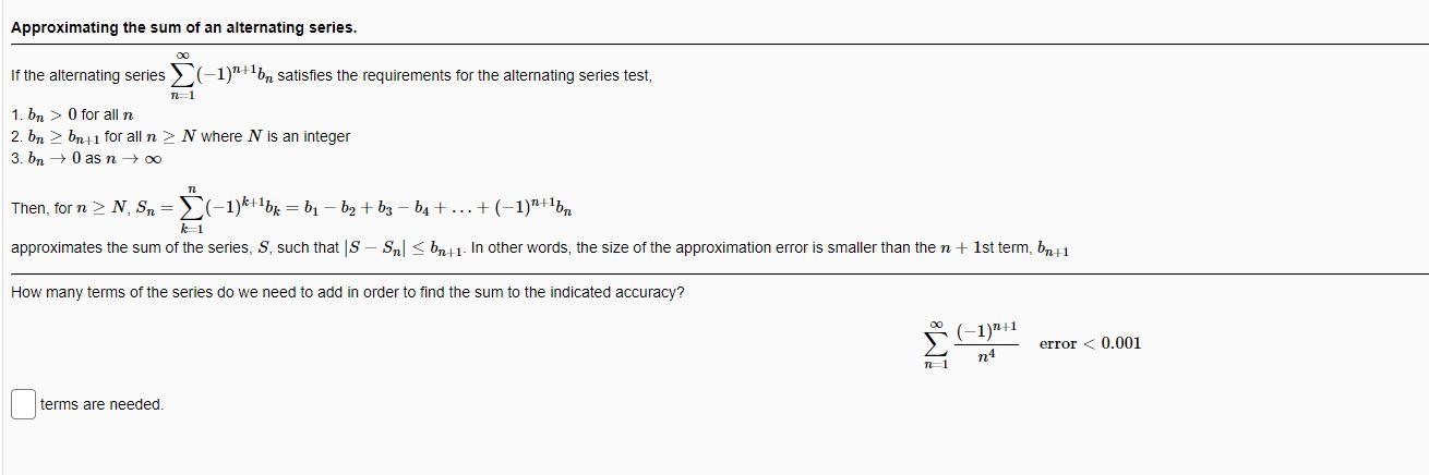 Solved Approximating The Sum Of An Alternating Series If 8560