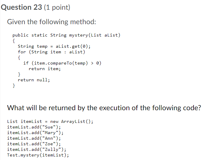 Solved Given the following method, public static string | Chegg.com