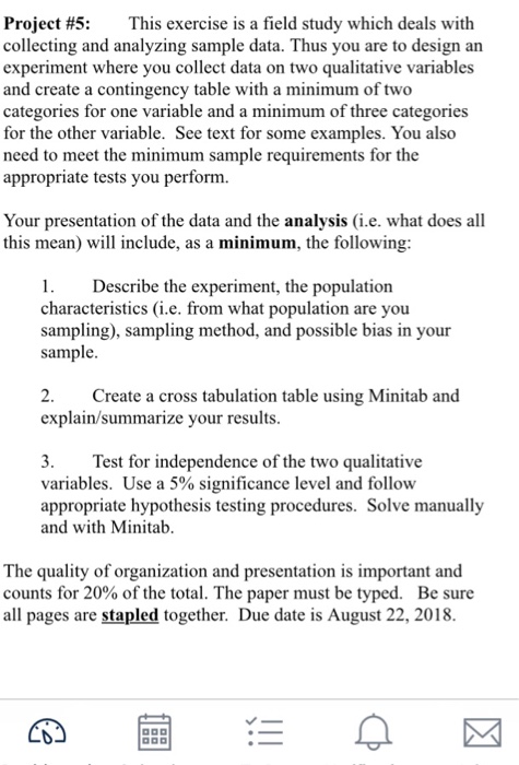 Solved Project #5: This exercise is a field study which | Chegg.com