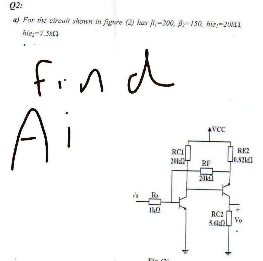 Q2: a) For the circuit shown in figure (2) has | Chegg.com