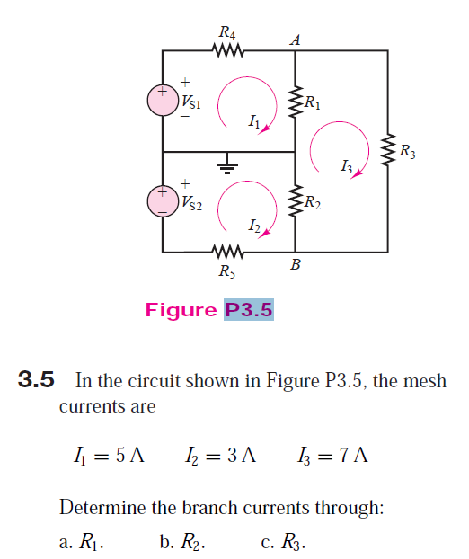 Solved R4 Vsi R1 W 11 R3 13 Vs2 ER2 12 RS B Figure P3.5 3.5 | Chegg.com