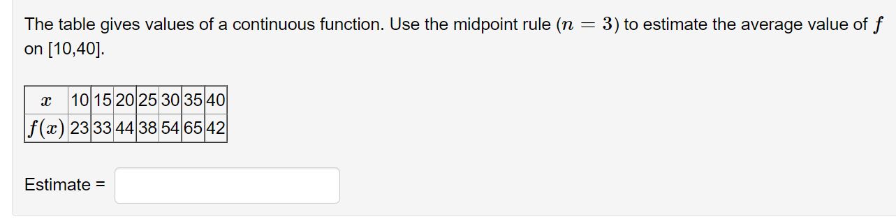 Solved The table gives values of a continuous function. Use | Chegg.com