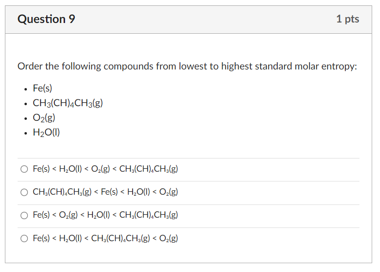Solved Order the following compounds from lowest to highest | Chegg.com