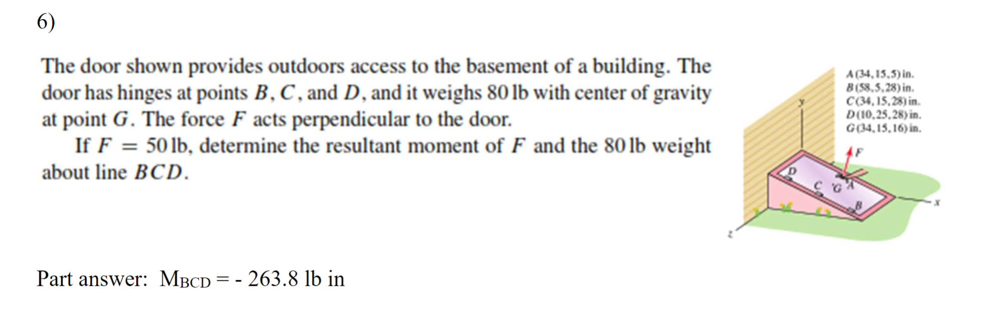 Solved The door shown provides outdoors access to the | Chegg.com