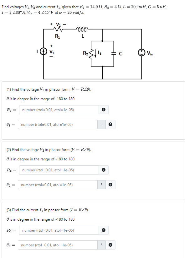 Solved Find voltages V1,V2 and current I1, given that | Chegg.com
