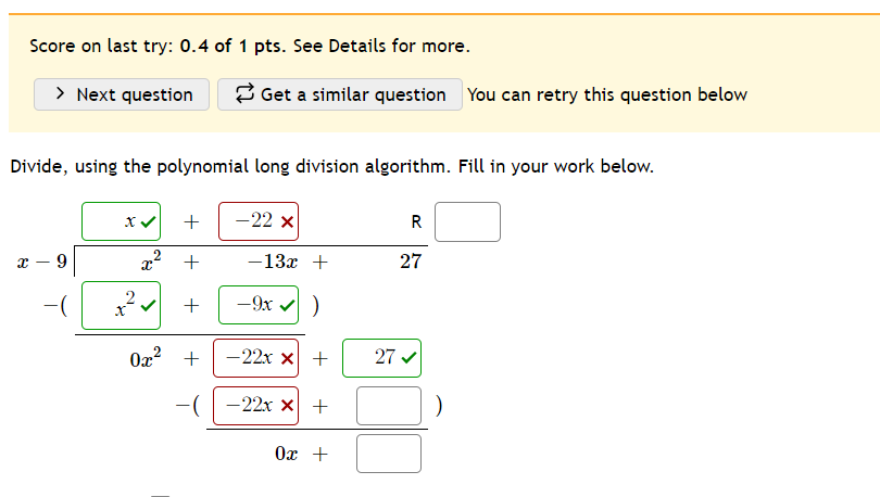 Solved Score on last try: 0.4 ﻿of 1pts. ﻿See Details for | Chegg.com