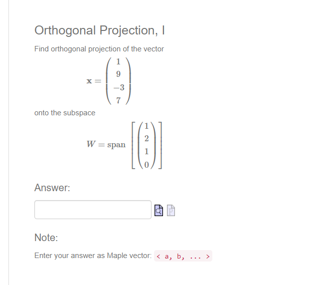 Solved Orthogonal Projection, I Find orthogonal projection | Chegg.com