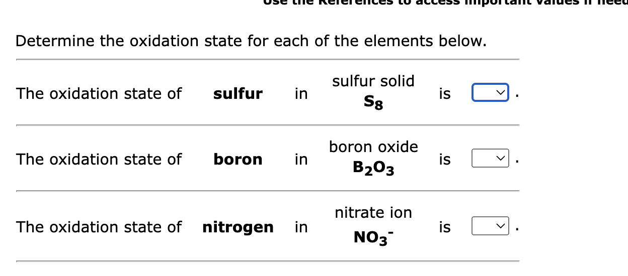 Solved Determine the oxidation state for each of the | Chegg.com