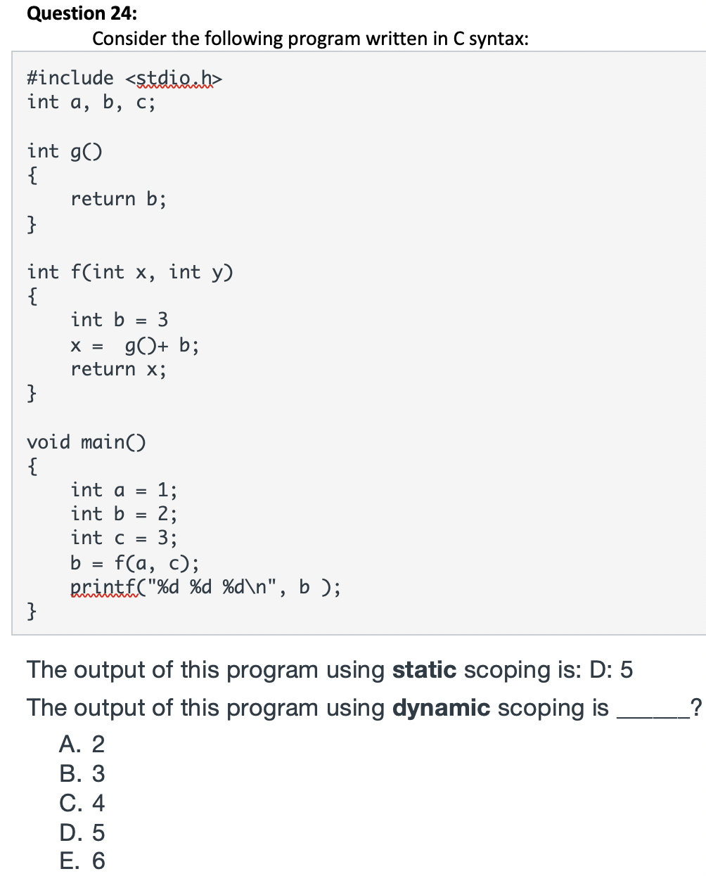 Solved Question 24: Consider the following program written | Chegg.com