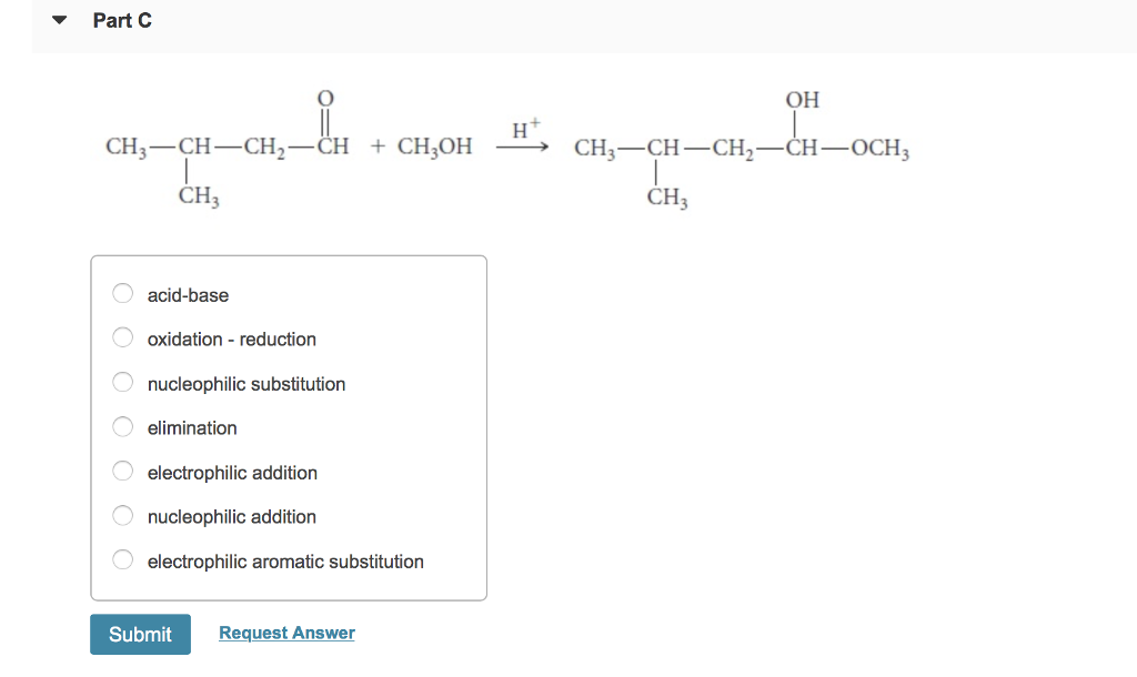 Solved Part D Ht CH3CH-CHC + H20 CH он CH OCH3 acid-base | Chegg.com
