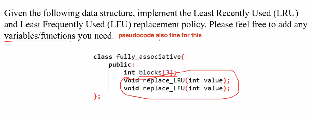 Solved Given the following data structure, implement the | Chegg.com