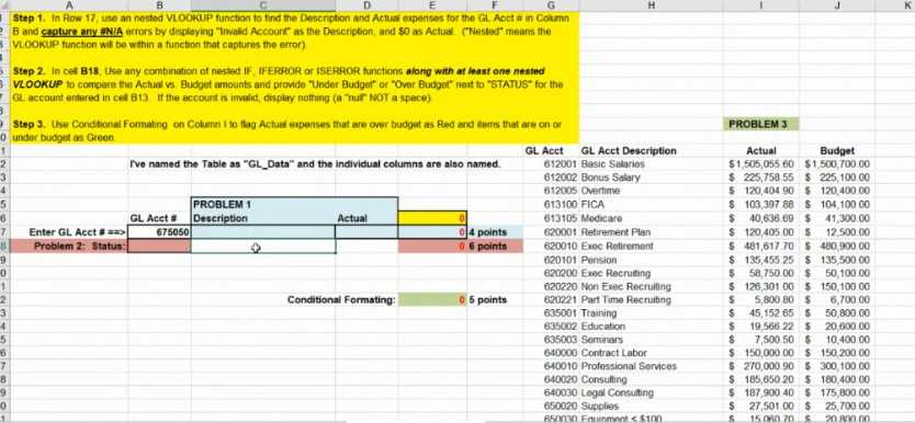 Solved H K PROBLEM 3 А B С D E G Step 1. In Row 17, use an | Chegg.com