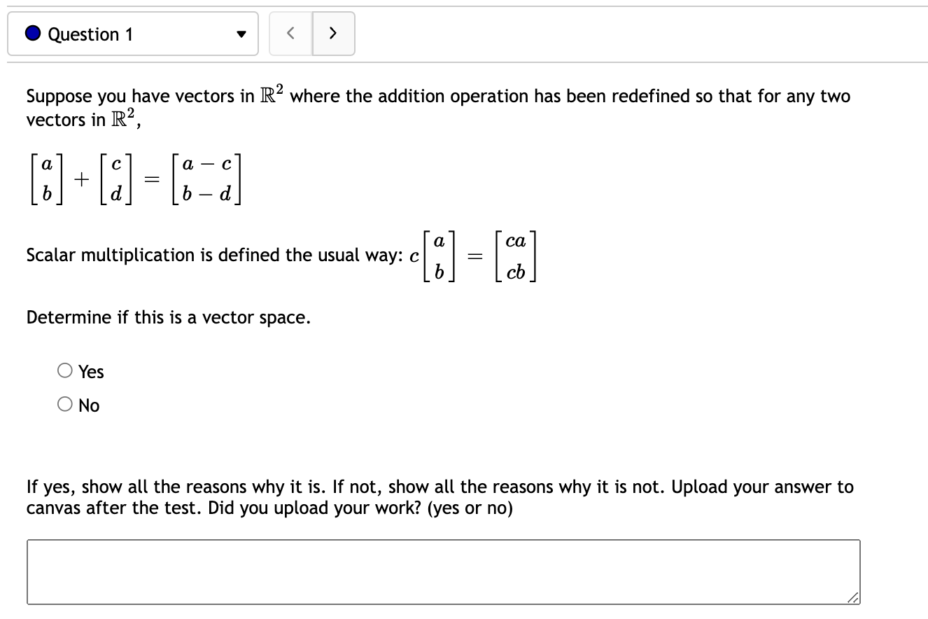 Solved Question 1 > Suppose you have vectors in R2 where the | Chegg.com