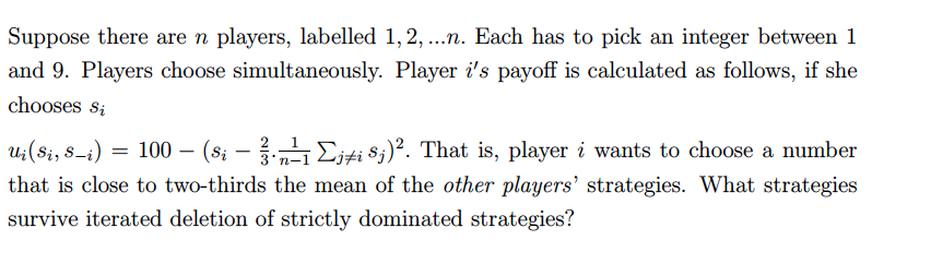 Suppose there are n players, labelled 1, 2, ...n. | Chegg.com