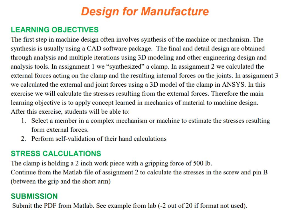 Design for Manufacture LEARNING OBJECTIVES The first | Chegg.com